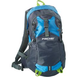 FISCHER BIKE Fahrradrucksack FISCHER FAHRRAD "Rucksack mit Helmnetz", blau (blau, grau), Rucks&auml;cke, Nylon, mit Helmnetz