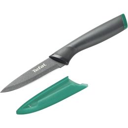 Sch&auml;lmesser Tefal "Fresh Kitchen", grau, gr&uuml;n, Klingenl&auml;nge 9cm, Edelstahl, Kunststoff, Kochmesser, 9 cm, Klingen aus rostfreiem Stahl, Titan-Versiegelung, Klingenschutz
