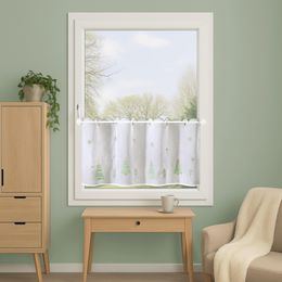 Scheibengardine Home Wohnideen "JARA", gr&uuml;n, B:120cm H:45cm, Polyester, Gardinen, Cafehaus, bestickt, Voile, Stangenl&ouml;cher