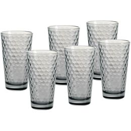 Ritzenhoff & Breker Longdrinkglas RITZENHOFF & BREKER "Favo, 6-teilig", grau, H:14,2cm &Oslash;:8,4cm, Glas, Trinkgef&auml;&szlig;e, 6er Set, je 350 ml