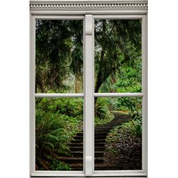 Wandsticker queence "Treppe im Wald", gr&uuml;n, B:40cm H:60cm T:0,1cm, Wandtattoos, Wandsticker, Wandbild, selbstklebend, 3D, Fenster
