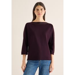 3/4-Arm-Shirt Cecil, Damen, Gr. S (38), eggplant rot, Web, 48% Baumwolle, 48% Modal, 4% Elasthan, unifarben, normal normal, U-Boot-Ausschnitt, B&uuml;ndchen, Shirts 3/4-Arm-Shirt, mit U-Boot-Ausschnitt