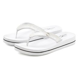 Badezehentrenner Venice Beach "Sandale, Badeschuh, Badelatsche, Flip Flop, Badeschlappe, Pantolette", Damen, Gr. 40, wei&szlig;, Obermaterial: 100% Textilmaterial. Decksohle: 100% Synthetik. Futter: 100% Textilmaterial. Laufsohle: 100% Synthetik, Glitzer, unifarben, Schuhe, Zehentrenner mit wasserabweisender und leichter Sohle VEGAN