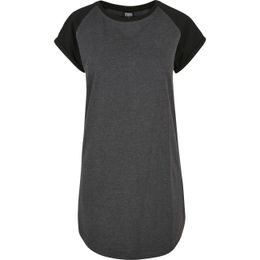 Shirtkleid Urban Classics "Urban Classics Damen Ladies Contrast Raglan Tee Dress", Damen, Gr. M, US-Gr&ouml;&szlig;en, charcoal, schwarz, 100% Baumwolle, normal, Rundhals, Kleider Shirtkleid
