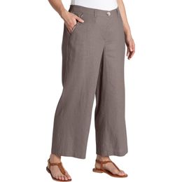 sheego Damen Leinenhose mit Pailletten an den Taschen dunkeltaupe Gr&ouml;&szlig;e 40