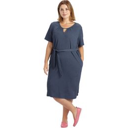 sheego Damen Stretchkleid mit Bindeg&uuml;rtel rauchblau Gr&ouml;&szlig;e 50
