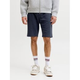 Jack & Jones Laufshorts JACK & JONES "JPSTGORDON ARCHIVE SWEAT SHORTS MID SN", Gr. L, N-Gr, sky captain, Web, Obermaterial: 80% Baumwolle, 20% Polyester, unifarben, regular fit, Hosen, mit Kordelzug