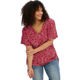 sheego by Joe Browns Damen T-Shirt mit seitlicher Raffung rot-koralle-gemustert Gr&ouml;&szlig;e 40/42