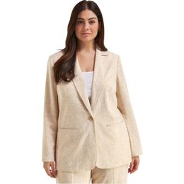 sheego Damen Leinenblazer mit Lurexfaden champagner-goldfarben Gr&ouml;&szlig;e 58