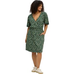 sheego Damen Jerseykleid mit Fl&uuml;gel&auml;rmeln moos-pistazie-bedruckt Gr&ouml;&szlig;e 48