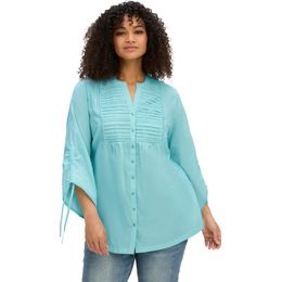 sheego by Joe Browns Damen Baumwollbluse mit Spitze und Biesen mint Gr&ouml;&szlig;e 48