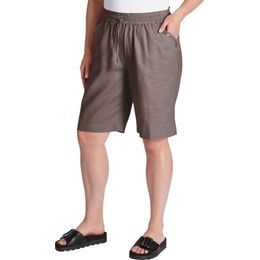 sheego Damen Bermudas mit Pailletten entlang der Taschen dunkeltaupe Gr&ouml;&szlig;e 42