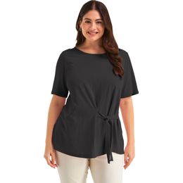 sheego Damen Shirt mit Bindeb&auml;ndern schwarz Gr&ouml;&szlig;e 48/50