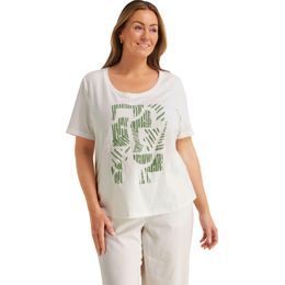 sheego Damen Rundhalsshirt mit abstraktem Frontprint ecru Gr&ouml;&szlig;e 40/42
