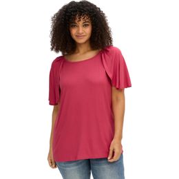 sheego Damen Shirt mit offen fallendem &Auml;rmel erdbeere Gr&ouml;&szlig;e 40/42