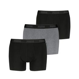 Boxershorts Puma "Puma MEN EVERYDAY BASIC BOXERS 3P", Damen, Gr. S, grau (grau combo), Single Jersey, Obermaterial: 95% Baumwolle, 5% Elasthan, k&ouml;rpernah, Unterhosen, Komfortabler elastischer Logobund