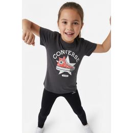 T-Shirt Converse "CNVG SNEAKER GRAPHIC T-SHIRT", M&auml;dchen, Gr. 140/146 (L), schwarz matter, Obermaterial: 60% Baumwolle, 40% Polyester, Rundhals, Shirts T-Shirt, f&uuml;r Kinder und Jugendliche, f&uuml;r sportliche Aktivit&auml;ten, Kurzarm