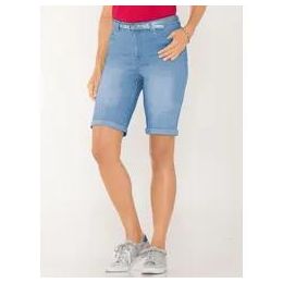 Jeansbermudas Casual Looks, Damen, Gr. 42, Normalgr&ouml;&szlig;en, blau (blau, bleached), 81% Baumwolle, 17% Polyester, 2% Elasthan, unifarben, kurz, Jeans