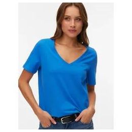 V&eacute;ro Moda Kurzarmshirt VERO MODA "VMPAULINA SS V-NECK T-SHIRT JRS NOOS", Damen, Gr. XS, nebulas blau, Jersey, Obermaterial: 100% Baumwolle, unifarben, normal, V-Ausschnitt, Shirts, Baumwolle