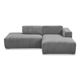 Ecksofa Home Affaire "Noord mit Kedernaht, Breite 227 cm, L-Form", grau (dunkelgrau), B:227cm H:71cm T:161cm, 94% Polyester; 6% Nylon, Sofas, Ecksofa, Cord, Struktur, Webstoff, mit Wellenunterfederung, Massivholzrahmen