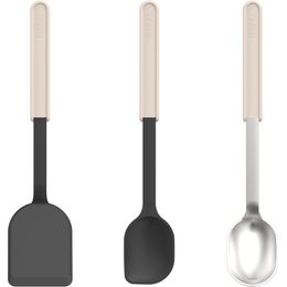 Mepal Chef It Kochset 3-teilig aus Polypropylen mit Pfannenwender, R&uuml;hrl&ouml;ffel und Servierl&ouml;ffel chalk - Kochbesteck