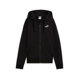 Kapuzensweatshirt Puma "ESS SMALL NO. 1 LOGO COMFORT FULL-ZIP HOODIE TR", Damen, Gr. XXL, Puma schwarz, Sweatware, Obermaterial: 68% Baumwolle, 32% Polyester, unifarben, comfort fit normal, angesetztes B&uuml;ndchen, Sweatshirts Kapuzensweatshirt, mit verstellbarer Kapuze, mit K&auml;ngurutasche, komfortable Passform