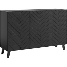 Sideboard Home Affaire "Phuket, Front MDF", schwarz (graphite schwarz matt, mdf), B:120cm H:76cm T:39cm, Sideboards, Sideboard, Modernes Sideboard mit 6 F&auml;chern, Breite 120 cm