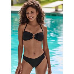 Bandeau-Bikini-Top Lascana "Fay", Gr. 36, Cup C/D, schwarz, Obermaterial: 94% Polyamid, 6% Elasthan. Futter: 90% Polyester, 10% Elasthan, Strukturmuster, Bikini-Oberteile Bandeau-Bikini-Top, aus eleganter Strukturware