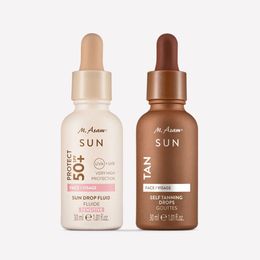 M. Asam SUN Self Tanning Drops Selbstbr&auml;uner Konzentrat Gesicht & Sun Drop Fluid Sonnenschutz Serum Gesicht LSF 50+ Sensitiv