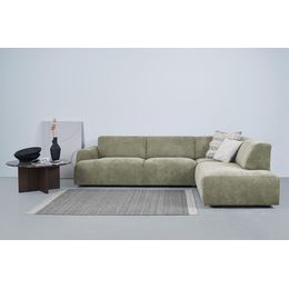 Ecksofa Home Affaire "Linkka, Breite 282 cm", gr&uuml;n, B:282cm H:75cm T:223cm, 90% PES, 10% Nylon, Sofas, Ecksofa, L-Form, in einem weichen Chenille-Stoff, mit Wellenunterfederung