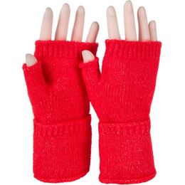 Strickhandschuhe styleBREAKER "Fingerlose Strickhandschuhe Einfarbig", Damen, rot, Obermaterial: 100% Polyacryl PAN., Modisch, Handschuhe Strickhandschuhe