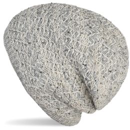 Strickm&uuml;tze styleBREAKER "Strick Beanie M&uuml;tze mit Pailletten", Damen, hellgrau, 85% Polyacryl PAN. 15% Polyamid PA., Modisch, M&uuml;tzen Strickm&uuml;tze