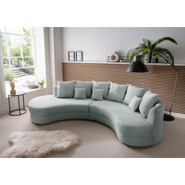 Ecksofa Home Affaire "Limoncello organische Formensprache, L-Form", blau (aqua), B:287cm H:76cm T:160cm, 100% Polyester, Sofas, Ecksofa, ergonomische Form