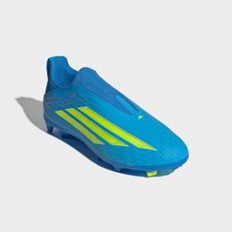 Fu&szlig;ballschuh adidas Performance "F50 LEAGUE LACELESS FG/MG KIDS", Kinder, Gr. 37, lucid ray blau, team solar gelb 2, lucid aquamarine, Synthetik, Textil, Schuhe Fu&szlig;ballschuh, f&uuml;r viele verschiedene B&ouml;den geeignet, f&uuml;r Kinder & Jugendliche