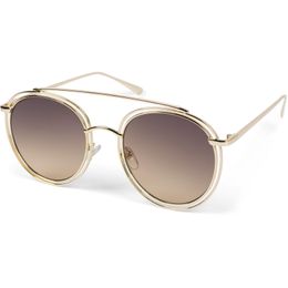Sonnenbrille styleBREAKER "Oversize Sonnenbrille mit runden Gl&auml;sern und doppeltem Rahmen", Herren, gestell gold, glas braun verlauf, Modisch, Sonnenbrillen Sonnenbrille