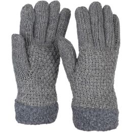 Strickhandschuhe styleBREAKER "Strickhandschuhe mit Perlmuster und Fleece", Damen, grau, Obermaterial: 70% Polyacryl PAN. 30% Wolle WO., Modisch, Handschuhe Strickhandschuhe