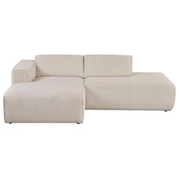 Ecksofa Home Affaire "Noord mit Kedernaht, Breite 227 cm, L-Form", beige (cream), B:227cm H:71cm T:161cm, 94% Polyester; 6% Nylon, Sofas, Ecksofa, Cord, Struktur, Webstoff, mit Wellenunterfederung, Massivholzrahmen