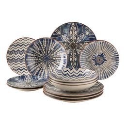 M&auml;ser Tafelservice M&Auml;SER "Iberico Blue", blau (blau, wei&szlig;), 12, Geschirr-Sets, Tafelservice