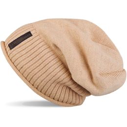 Strickm&uuml;tze styleBREAKER "Feinstrick Beanie mit Teddyfleece", Damen, hellbraun, 100% Viskose CV., Modisch, M&uuml;tzen Strickm&uuml;tze