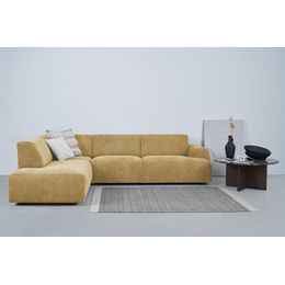 Ecksofa Home Affaire "Linkka, Breite 282 cm", gelb (mustard), B:282cm H:75cm T:223cm, 90% PES, 10% Nylon, Sofas, Ecksofa, L-Form, in einem weichen Chenille-Stoff, mit Wellenunterfederung