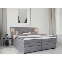 Boxspringbett OTTO HOME "MIVVA inkl. Bettkasten & Topper, Komfortliegeh&ouml;he: 67 cm", hellgrau, B:204cm L:215cm, Holz teilmassiv, Holzwerkstoff, Spanplatte, Komplettbetten, Boxspringbett, in H3, H4 oder Hmix H3/H4, wahlweise mit oder ohne LED-Leuchten