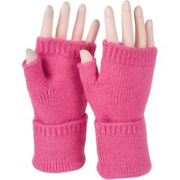 Strickhandschuhe styleBREAKER "Fingerlose Strickhandschuhe Einfarbig", Damen, pink, Obermaterial: 100% Polyacryl PAN., Modisch, Handschuhe Strickhandschuhe