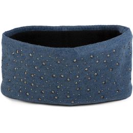 Stirnband styleBREAKER "Feinstrick Stirnband mit Strass", Damen, blau, Obermaterial: 100% Viskose CV., Modisch, M&uuml;tzen Stirnband