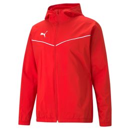 Allwetterjacke Puma "TEAMRISE ALL WEATHER JACKET", Damen, Gr. XXL, Puma rot, Puma wei&szlig;, Netz, Obermaterial: 100% Polyester, unifarben, regular fit normal, Jacken Allwetterjacke, f&uuml;r Fu&szlig;ballaktivit&auml;ten, mit Kapuze, Regular Fit