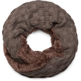 Strickschal styleBREAKER "Feinstrick Loop mit Flecht Muster und Teddyfleece", Damen, grau (taupe), Obermaterial: 100% Viskose CV., Modisch, Modet&uuml;cher Strickschal