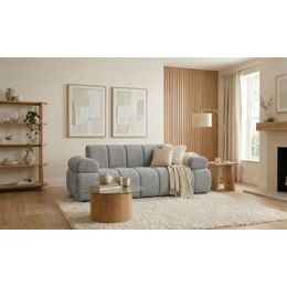 2-Sitzer Home Affaire "LYOTH Design-Sofa, moderne Steppung, Breite 180 cm", hellgrau, B:180cm H:71cm T:93cm, 100% Polyester, Sofas, 2-Sitzer, mit Wellenunterfederung, gem&uuml;tlich und modern, komfortables Sitzgef&uuml;hl