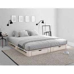 Palettenbett OTTO HOME "ALASCO " Mit Schublade", wei&szlig;, B:90cm H:18cm L:200cm, Betten, Palettenbett, zertifiziertes Massivholz, erweiterbar zum Doppel- oder Familienbett