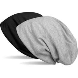 Beanie styleBREAKER "Wende Beanie", Damen, schwarz (schwarz, grau meliert), Obermaterial: 50% Viskose CV. 50% Polyester PES., Modisch, M&uuml;tzen Beanie