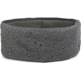 Stirnband styleBREAKER "Feinstrick Stirnband mit Strass", Damen, grau, Obermaterial: 100% Viskose CV., Modisch, M&uuml;tzen Stirnband