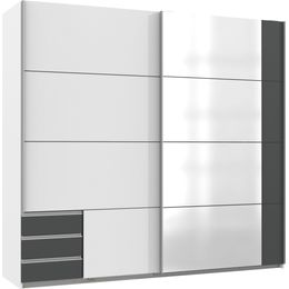 Schwebet&uuml;renschrank wimex "Emden moderner Kleiderschrank mit Spiegel und Schubladen", wei&szlig; (wei&szlig;, graphit), B:225cm H:210cm T:64cm, Schr&auml;nke, Schwebet&uuml;renschrank, Schlafzimmer Schrank Garderobenschrank mit Schwebet&uuml;ren Topseller